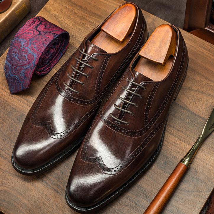 Men's leather wingtip oxfords shoes | Formal dress shoes | Derby shoes ...