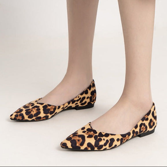 Women's leopard pointed toe flats – Fashionshoeshouse