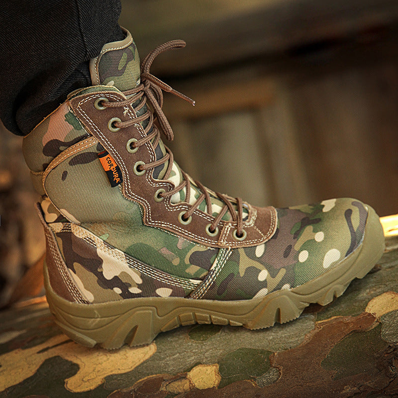Men's camo tactical boots with side zipper | Outdoors hiking boots ...